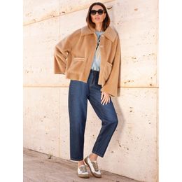 Heine Damen Fellimitatjacke, beige, Gr. 48, unifarben, 100% Polyester, Jacken