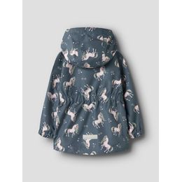 name it M&auml;dchen Outdoorjacke "NMFMAXI JACKET LI AOP NOOS", blau, Gr. 86, bedruckt, Web, Obermaterial: 100% Polyester, Jacken