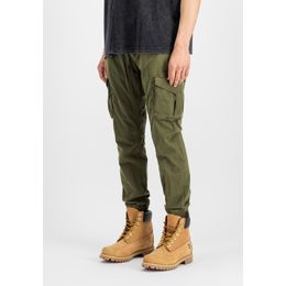 Herren Cargohose "Cotton Twill Jogger", gr&uuml;n, Gr. L, Alpha Industries, Obermaterial: 98% Baumwolle, 2% Elastan. Futter: 100% Baumwolle, Hosen
