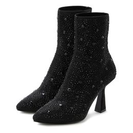 Lascana Damen High-Heel-Stiefelette "Sock Boot, Schlupf-Stiefel, Ankle Boots", Gr. 40, schwarz, Obermaterial: 100% Textilmaterial. Decksohle: 100%