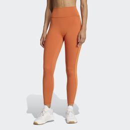 Damen Trainingstights "OPTIME WORKOUT 3-STREIFEN 7/8 LEGGINGS", orange, Gr. L, adidas Performance, Obermaterial: 73% Polyester, 27% Elasthan, Hosen