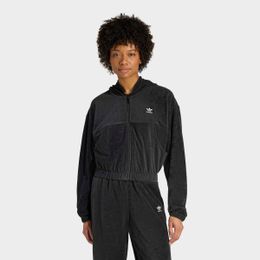 Damen Fleecejacke "ESSENTIALS CHENILE ORIGINALS", schwarz, Gr. L, adidas originals, Obermaterial: 70% Baumwolle, 30% Polyester, Jacken