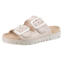 Gabor Damen Pantolette, Gr. 44, beige, Leder, unifarben, Schuhe, Plateau, Bequemschuh, Sommerschuh mit praktischen Klettverschl&uuml;ssen