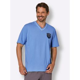 w&auml;schepur W&Auml;SCHEPUR Herren Schlafanzug, Gr. 44, blau, 100% Baumwolle, Homewear-Sets