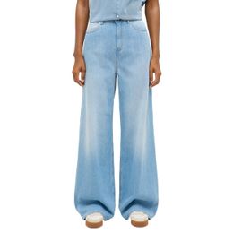Mustang Damen Weite Jeans "Damen Style Luise Wide"200 hellblau, Gr. 26, unifarben, Denim/Jeans, 100% Baumwolle, Jeans