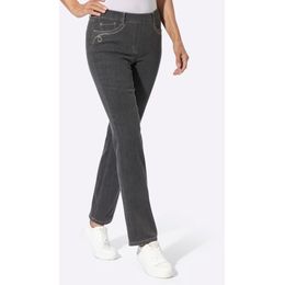 Inspirationen Damen Schlupfjeans, grau, Gr. 48, unifarben, 89% Baumwolle, 8% Polyester, 3% Elasthan, Jeans