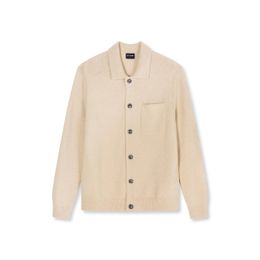 OLYMP Herren Strickjacke "OLYMP Casual Strick, Strickjacke", beige, Gr. S, 50% Wolle, 25% Polyacryl, 24% Polyamid, 1% Elasthan, Strickjacken
