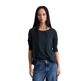 Marc O'Polo Damen Langarmshirt "aus Organic Cotton", blau, Gr. S, MARC O'POLO DENIM, unifarben, Obermaterial: 100% Baumwolle, Shirts