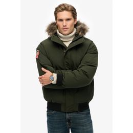 Superdry Herren Steppjacke "EVEREST FAUX FUR BOMBER JACKET", gr&uuml;n, Gr. XXL, unifarben, Web, Obermaterial: 100% Polyester, Jacken, mit lockerer