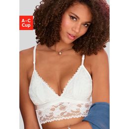 Lascana Damen Bralette-BH, Gr. 85, beige, Spitze, Obermaterial: 60% Polyamid, 35% Polyester, 5% Elasthan, BHs, ohne B&uuml;gel, in leichter Longform, sexy