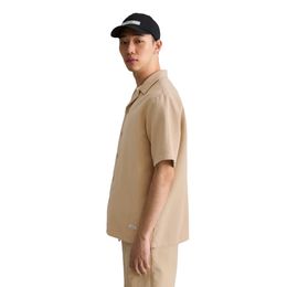 Marc O'Polo Herren Kurzarmhemd "aus doppellagigem Bio-Baumwoll-Twill", beige, Gr. XL, MARC O'POLO DENIM, unifarben, Obermaterial: 100% Baumwolle, Hemden