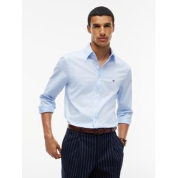 Tommy Hilfiger Herren Langarmhemd "FLEX DOBBY SLIM FIT", blau, Gr. M, Web, Obermaterial: 100% Baumwolle, Hemden, Slim Fit Dobby Structure