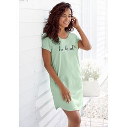 Damen Nachthemd, VIVANCE DREAMS BY LASCANA, Gr. 32, gr&uuml;n, Single Jersey, Obermaterial: 100% Baumwolle, bedruckt, Basic, Kleider, mit