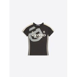 Bershka T-Shirt Damen Gr&ouml;&szlig;e S grau / anthrazit / wei&szlig;