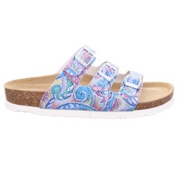 Rohde Damen Pantolette "Alba", Gr. 41hellblau multicolor, Nubuklederimitat, mehrfarbig, Basic, Schuhe, Sommerschuh, Hausschuh mit drei verstellbaren