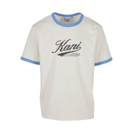 Karl Kani Herren T-Shirt "Karl Kani Cursive Varsity Regular Ringer T-Shirt", beige, Gr. S, bedruckt, 100% Baumwolle, Shirts