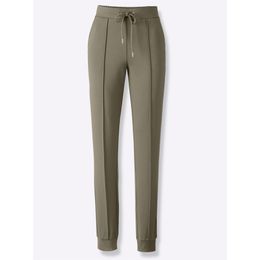 Heine Damen Jerseyhose, gr&uuml;n, Gr. 46, unifarben, 70% Viskose, 25% Polyamid, 5% Elasthan, Hosen