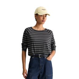 Marc O'Polo Damen Langarmshirt "aus Loose Knit Jersey", schwarz-wei&szlig;, Basic, Gr. M, MARC O'POLO DENIM, gestreift, Obermaterial: 100% Baumwolle, Shirts