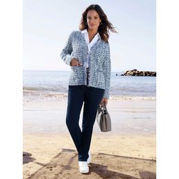 Inspirationen Damen Cardigan, blau, Gr. 38, gemustert, mehrfarbig, 75% Polyester, 25% Polyacryl, Strickjacken