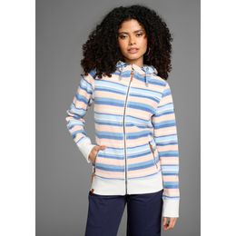 Kangaroos Damen Fleecejacke, bunt, Gr. 32, bedruckt, gestreift, Fleece, Obermaterial: 100% Polyester, Jacken, mit Kapuze im trendigen Streifen-Design