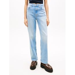 Tommy Jeans Damen Straight-Jeans "LAYLA HR SLIM STR", blau, Gr. 29, unifarben, Denim/Jeans, Obermaterial: 99% Baumwolle, 1% Elasthan, Jeans, High
