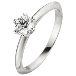 Jobo Damen Diamantring "Ring Wei&szlig;goldring Solit&auml;r", 56, SI = kleine Einschl&uuml;sse, Diamanten Wei&szlig;gold 585, silber, Diamanten, Wei&szlig;gold 585,