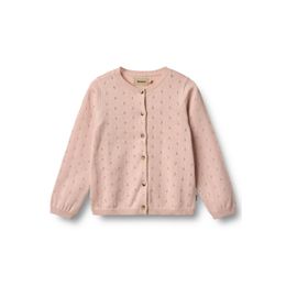 Wheat M&auml;dchen Strickjacke "Wheat Knit Cardigan Maia", rosa, Gr. 104, unifarben, 100% Baumwolle (Bio), Strickjacken