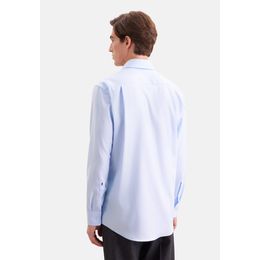Seidensticker Herren Businesshemd "Schwarze Rose", blau, Gr. 46, Fischgratmuster, 100% Baumwolle, Hemden, Regular 1/1 Haifischkragen Fischgrat