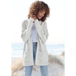 Vivance Damen Strickjacke, wei&szlig;, Gr. 44, meliert, Strick, Obermaterial: 53% Polyester, 37% Polyacryl, 10% Polyamid, Strickjacken, aus kuscheliger