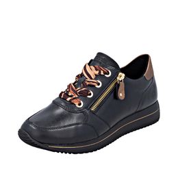 Remonte Damen Keilsneaker, Gr. 37, gold, Leder, Lederimitat, unifarben mit Farbeinsatz, Schuhe, Schn&uuml;rschuh, Halbschuh, Freizeitschuh mit seitlichem