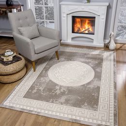 Teppich Sanat, B:80cm H:12mm L:150cm, beige, Kunstfaser, Wohnzimmer, Teppiche, "Harmony 3212, auch als L&auml;ufer", Wohnzimmer, Kurzflor, modern, Orient