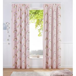 Gardine OTTO HOME, B:135cm H:225cm, pink, Baumwolle, Polyester, Wohnzimmer, Gardinen, "EINHORN", Kindergardine, bedruckt, halbtransparent, Einh&ouml;rner,