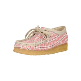 Clarks Damen Schn&uuml;rschuh "Wallebee", Gr. 38, rosa, Leder, Schuhe, im tollen Karo-Design
