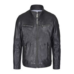 Bugatti Herren Winterjacke "BUFIDELIO", schwarz, Gr. 56, uni, Obermaterial: 100% Lammleder LEL. Futter: 100% Baumwolle CO. 100% Baumwolle CO.,
