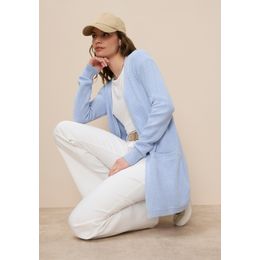 Tamaris Damen Strickjacke, blau, Basic, Gr. 40, unifarben, Strick, Obermaterial: 50% Baumwolle, 50% Polyacryl, Strickjacken, aus modernem Perlstrick,