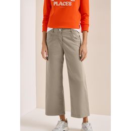 Cecil Damen Culotte, beige, Gr. 38, unifarben, Web, 96% Baumwolle, 4% Elasthan, Hosen, High Waist