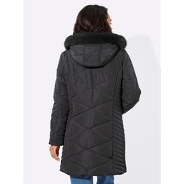 Casual Looks Damen Langjackeschwarz, Gr. 38, unifarben, 100% Polyester, Fellimitat:100% Polyester, Wattierung:100% Polyester, Jacken