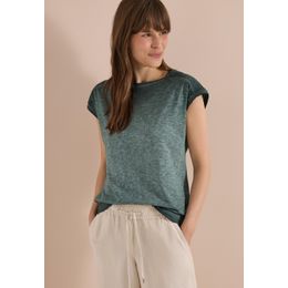 Cecil Damen T-Shirt, gr&uuml;n, Gr. S, Jersey, Obermaterial: 100% Baumwolle, Shirts, U-Boot-Ausschnitt, Garment-Dye Optik