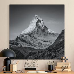 Bilderwelten Akustikbild Schweiz Matterhorn in Schwarz Wei&szlig;
