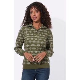 Casual Looks Damen Troyer "Troyer", gr&uuml;n, Gr. 52, gemustert, mehrfarbig, 100% Baumwolle, Pullover