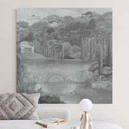 Bilderwelten Akustikbild Parklandschaft in Grau
