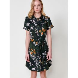 Koroshi Kleid Damen Gr&ouml;&szlig;e 40 limone / oliv / schwarz / wei&szlig; Sommerkleid