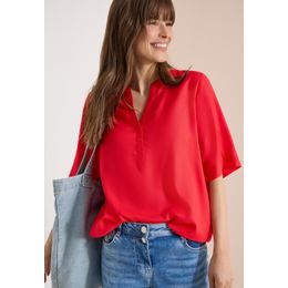 Cecil Damen Kurzarmbluse, rot, Gr. XS, unifarben, Web, Obermaterial: 100% Viskose, Blusen, mit Knopfleiste