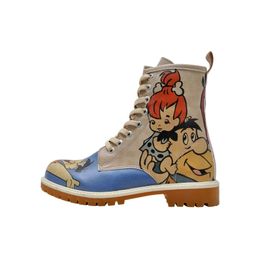 DOGO Damen Schn&uuml;rboots "Wb Longe Boots Schn&uuml;rstiefel Family Rocks Damen Stiefeletten", Gr. 38, blau, Lederimitat, Schuhe, Handgefertigt