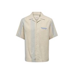 Only & Sons Only & Sons Button Up Shirt 'Seio' male size S Blue / Light brown