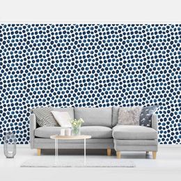 Bilderwelten Fototapete Vliestapete modern Aquarell blau - Gro&szlig;e Aquarell Polkadots in Indigo - Punkte Wohnzimmer Schlafzimmer