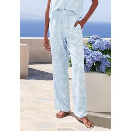 Lascana Pyjamahose blau Gr. 34 f&uuml;r Damen. Weit