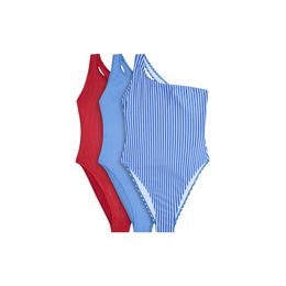 The Set Badeanzug Damen Gr&ouml;&szlig;e S blau / hellblau / cranberry / wei&szlig;