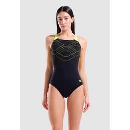 arena Badeanzug 'GRAPHIC SWIM PRO BACK' Damen Gr&ouml;&szlig;e XXL zitrone / schwarz