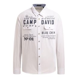CAMP DAVID Button Up Shirt male size 4XL marine blue / White